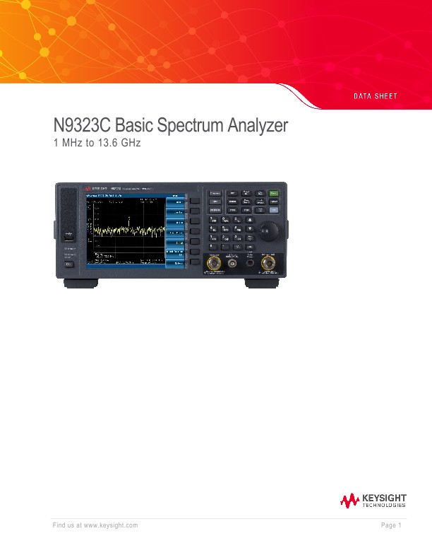 N9323C Basic Spectrum Analyzer 1 MHz to 13.6 GHz PDF Asset Page | Keysight